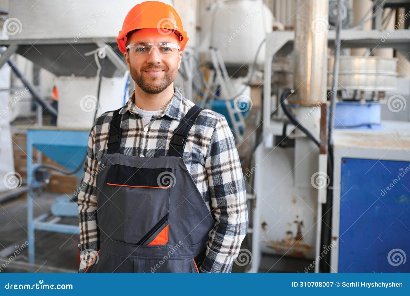 Factory Worker. Man Working on the Production Line Stock Image - Image ...
