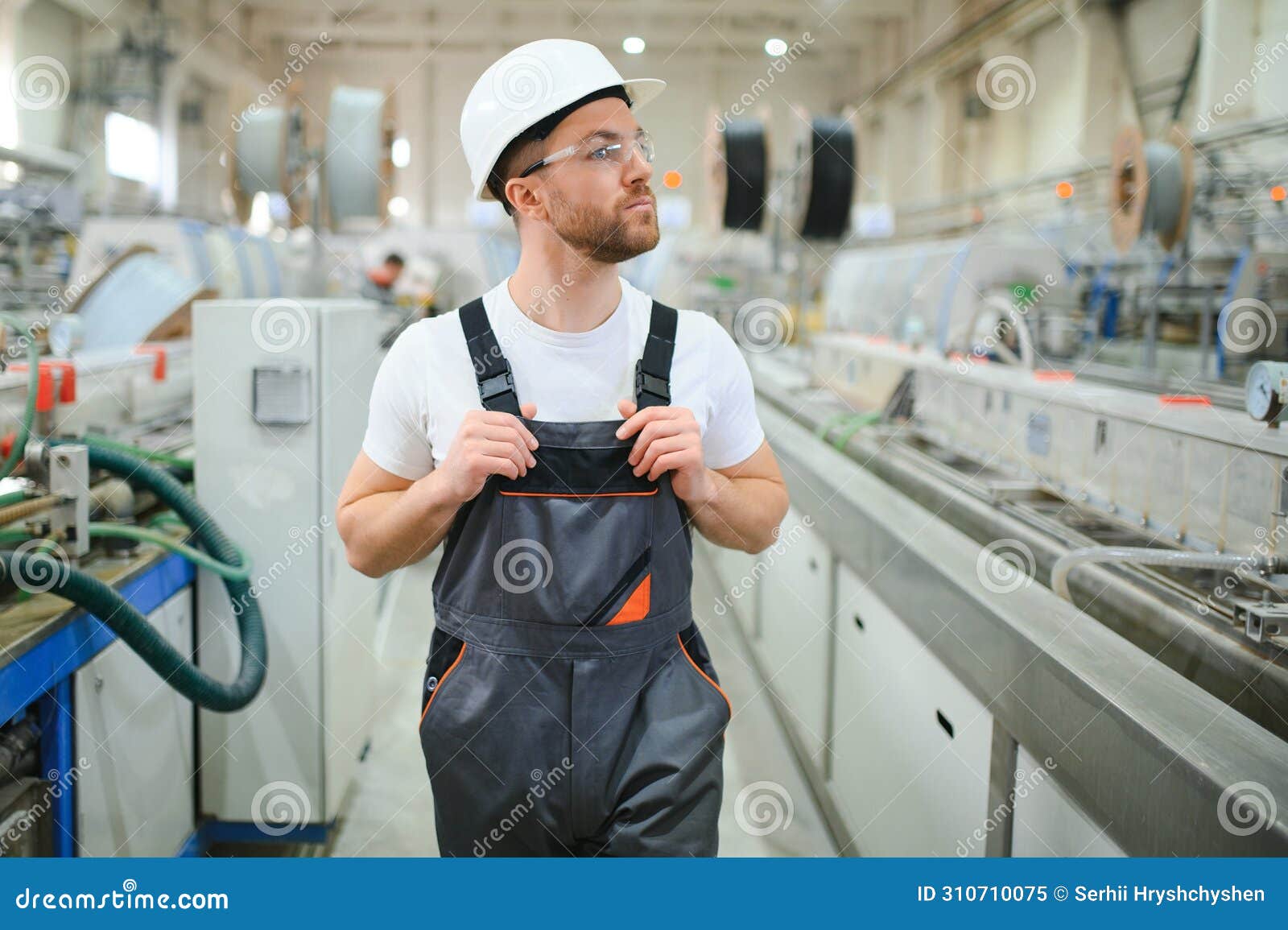 Factory Worker. Man Working on the Production Line Stock Image - Image ...