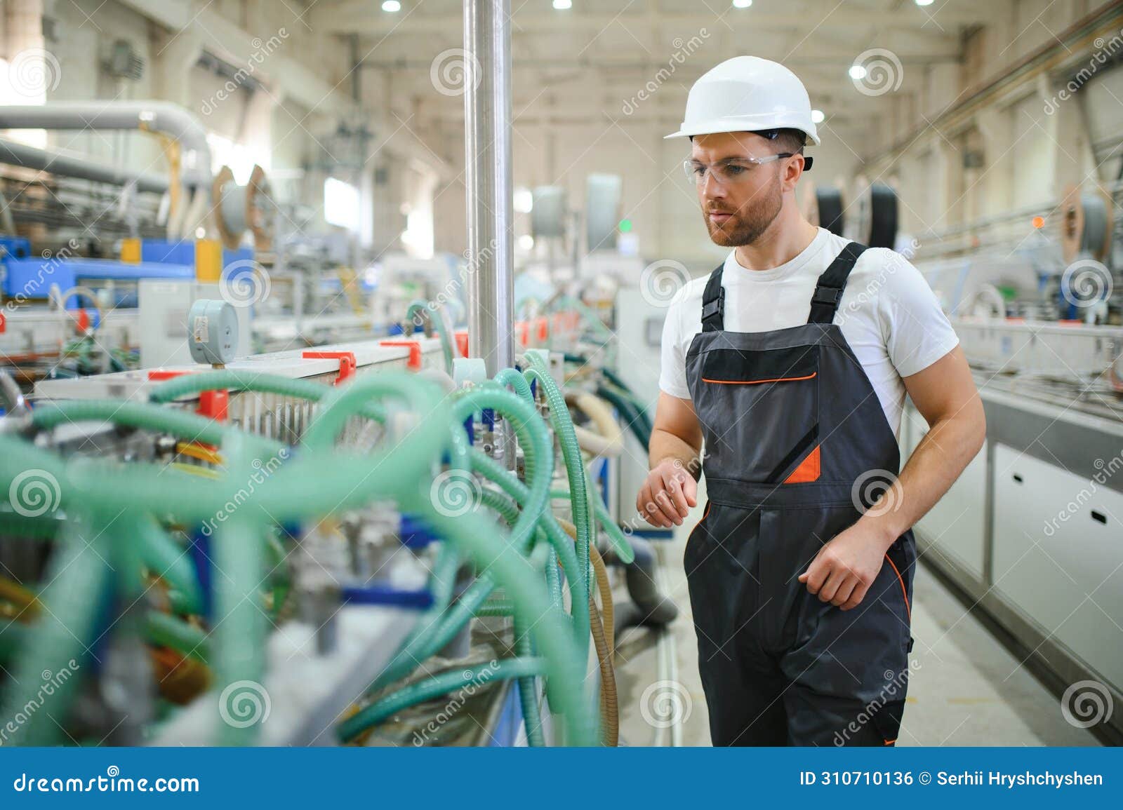Factory Worker. Man Working on the Production Line Stock Photo - Image ...