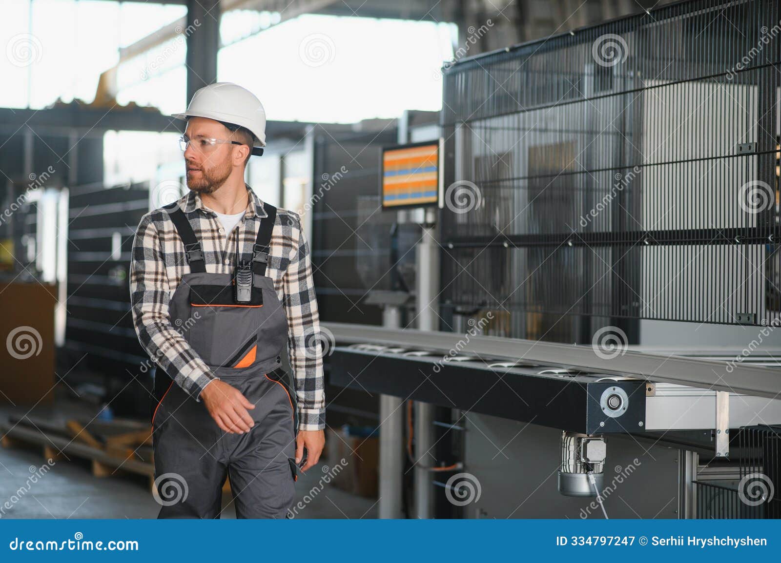 Factory Worker. Man Working on the Production Line Stock Image - Image ...