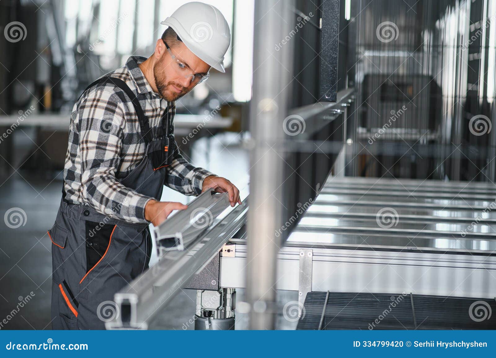Factory Worker. Man Working on the Production Line Stock Photo - Image ...