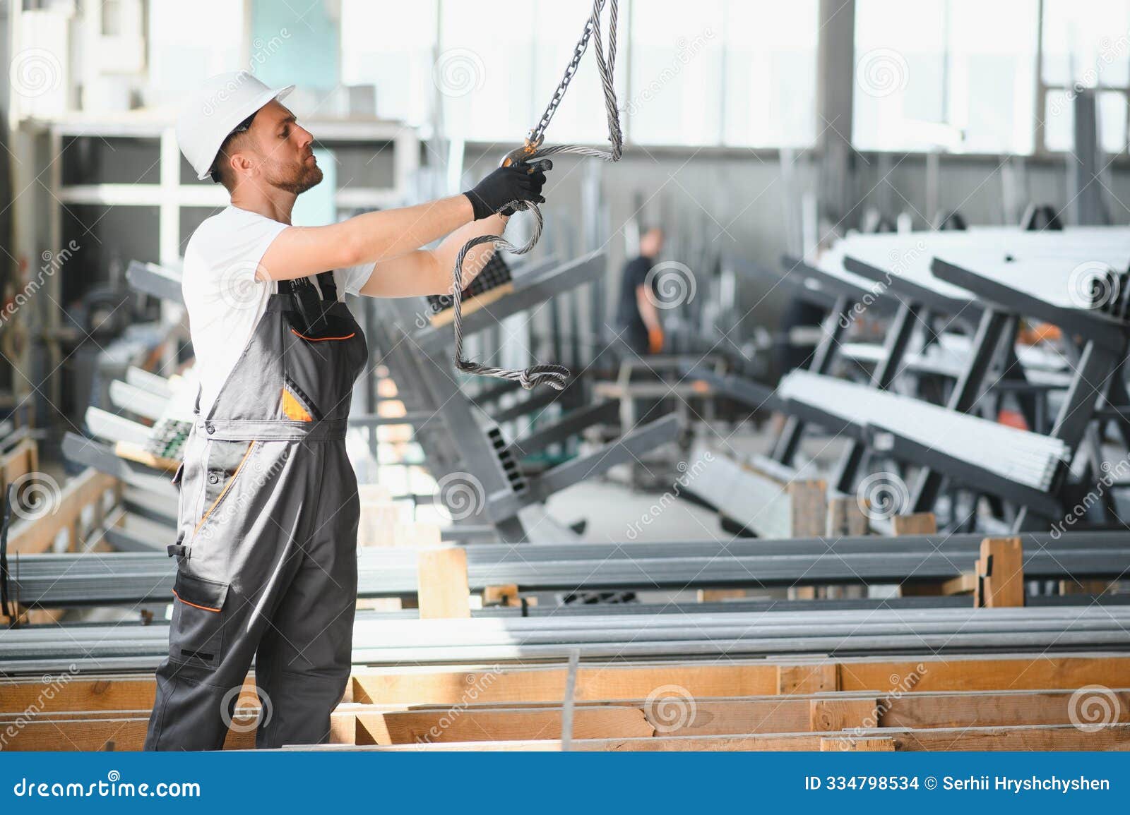 Factory Worker Measures the Metal Profile Stock Photo - Image of ...