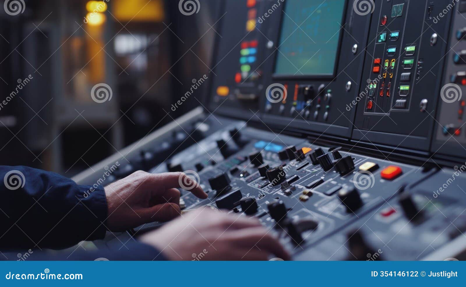 Factory Worker Operating Machinery Control Panel in Manufacturing Plant ...