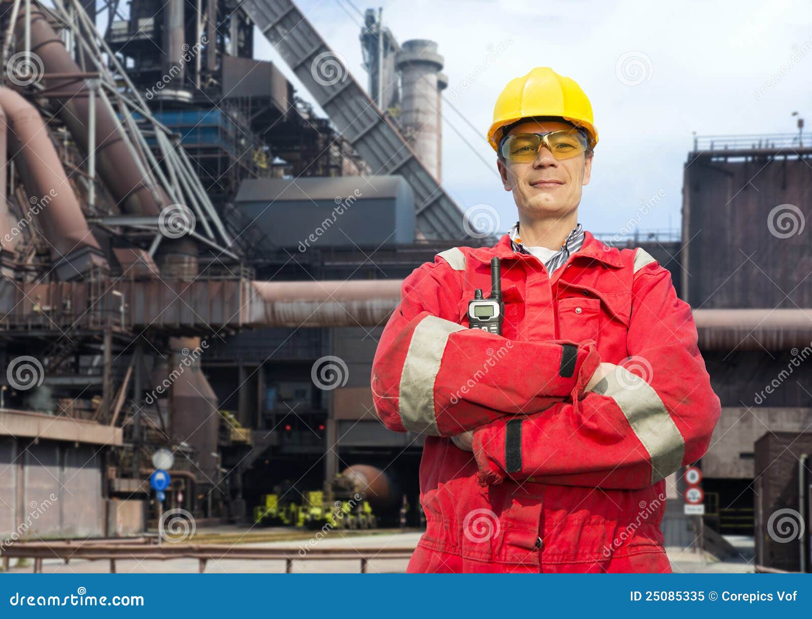 Factory worker in overalls stock image. Image of metal - 25085335
