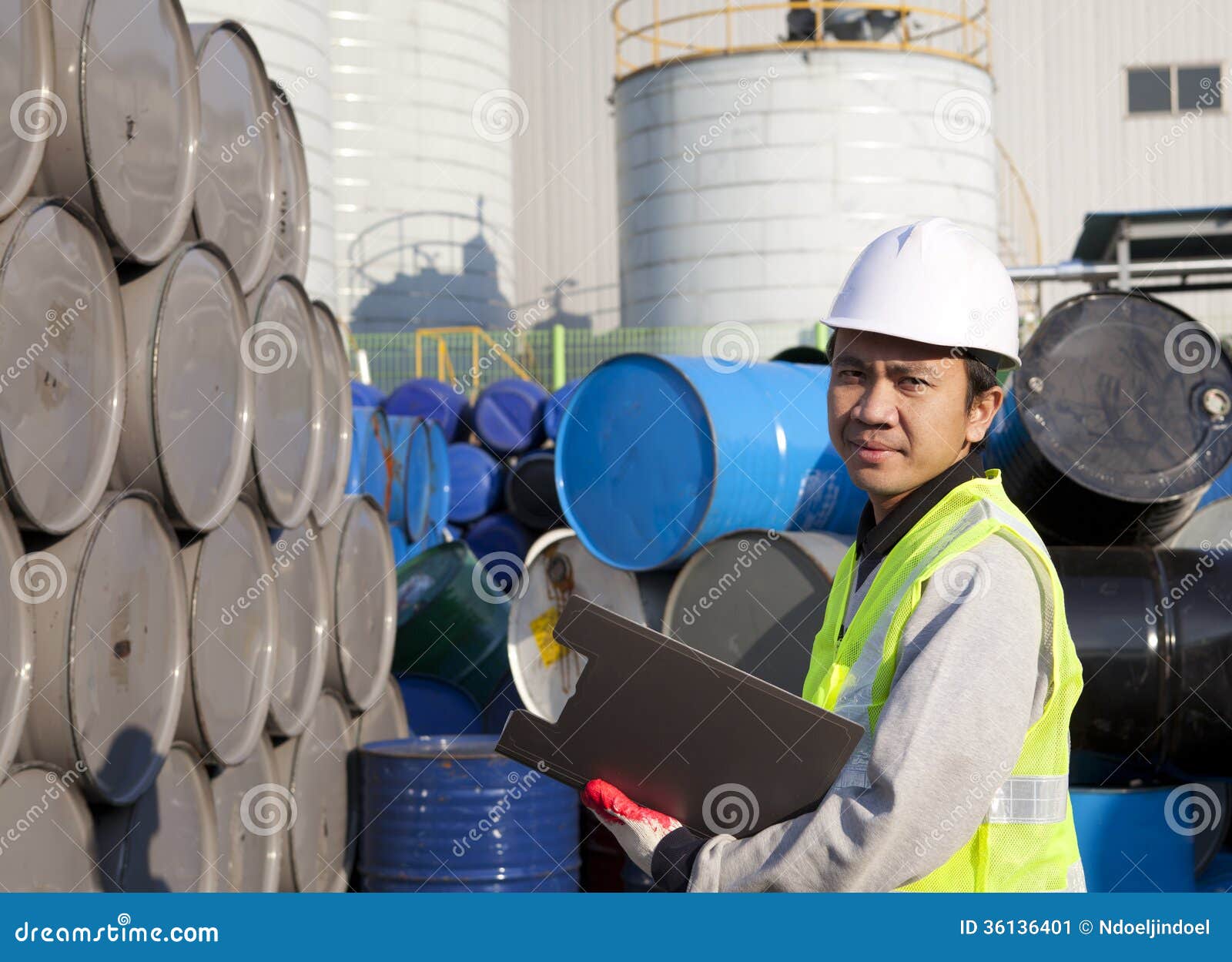 Factory worker stock image. Image of male, notepad, gasoline - 36136401