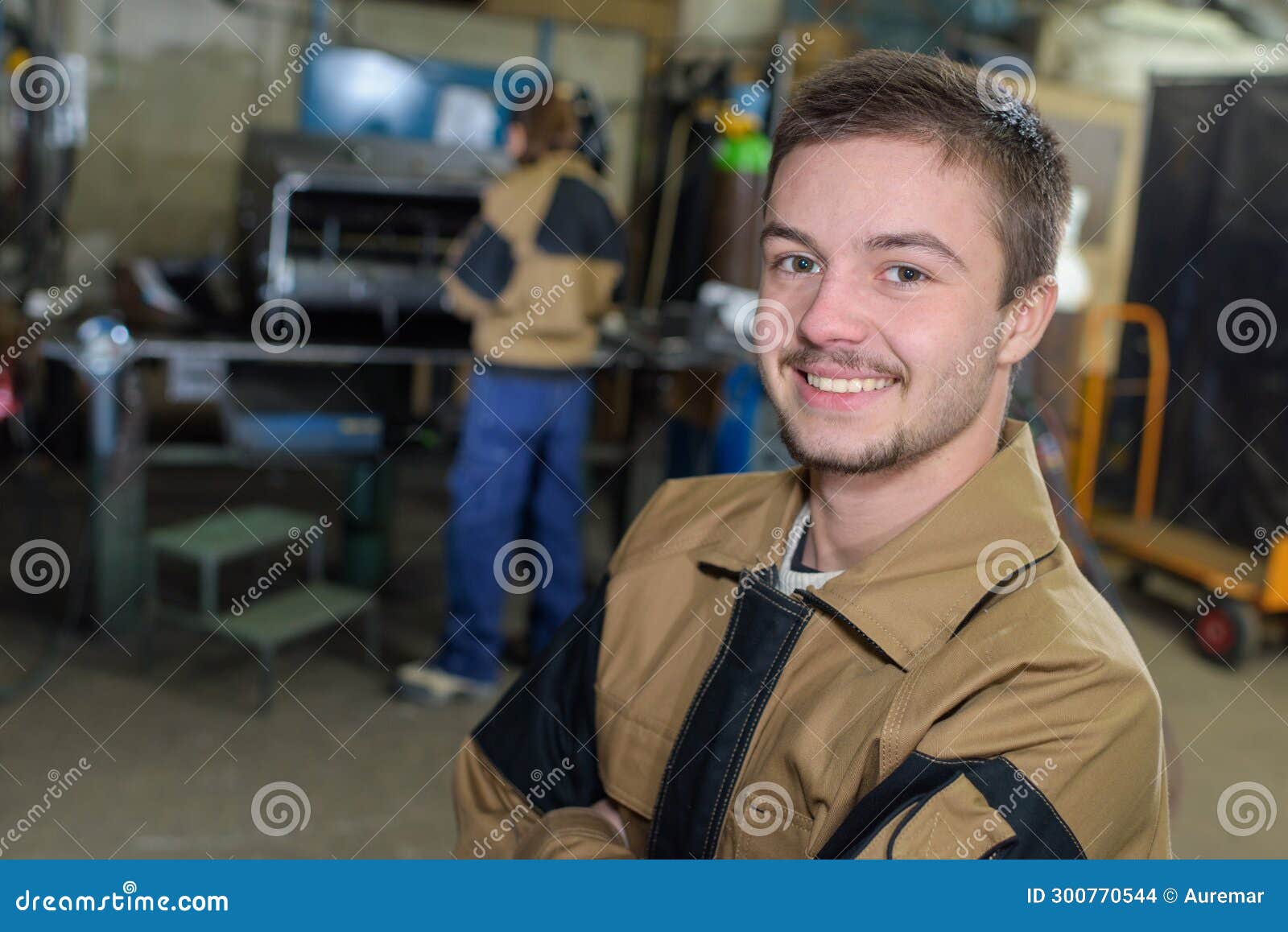 Factory Worker Posing and Smiling Stock Photo - Image of worker, degree ...