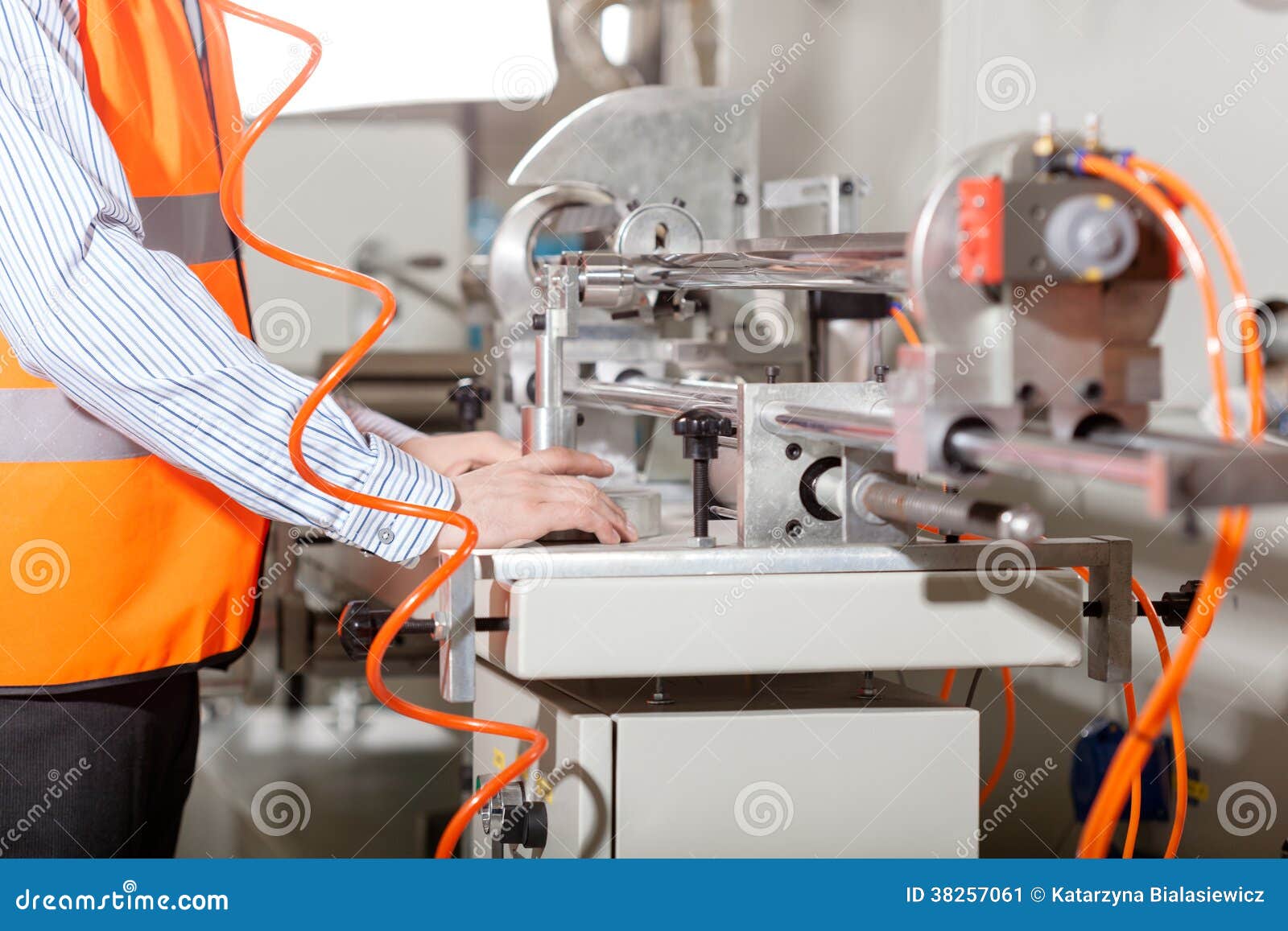 Factory Worker during Production Process Stock Image - Image of ...