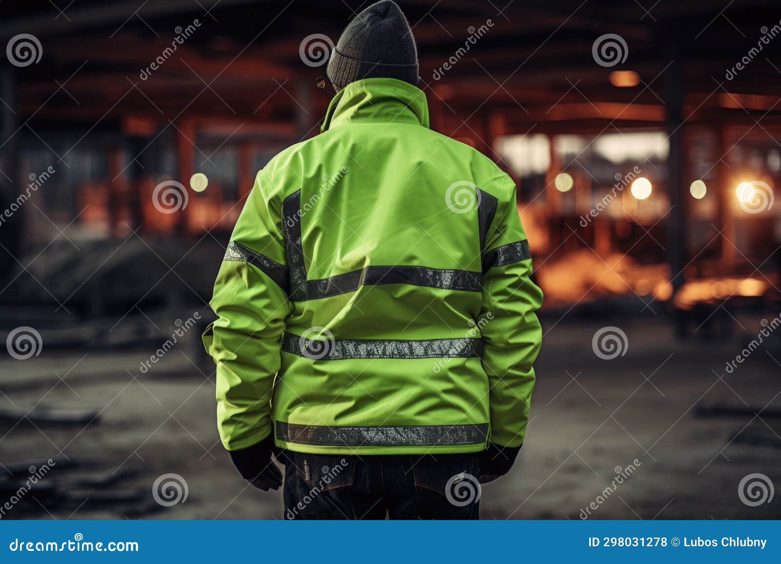 Factory Worker in a Reflective Work Jacket. Generative AI Stock ...