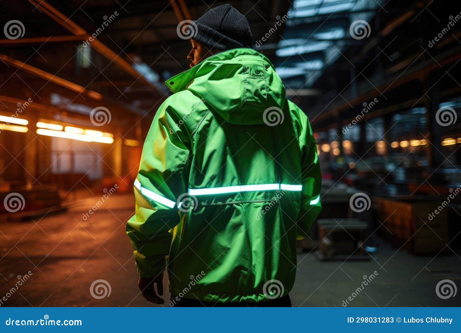 Factory Worker in a Reflective Work Jacket. Generative AI Stock ...
