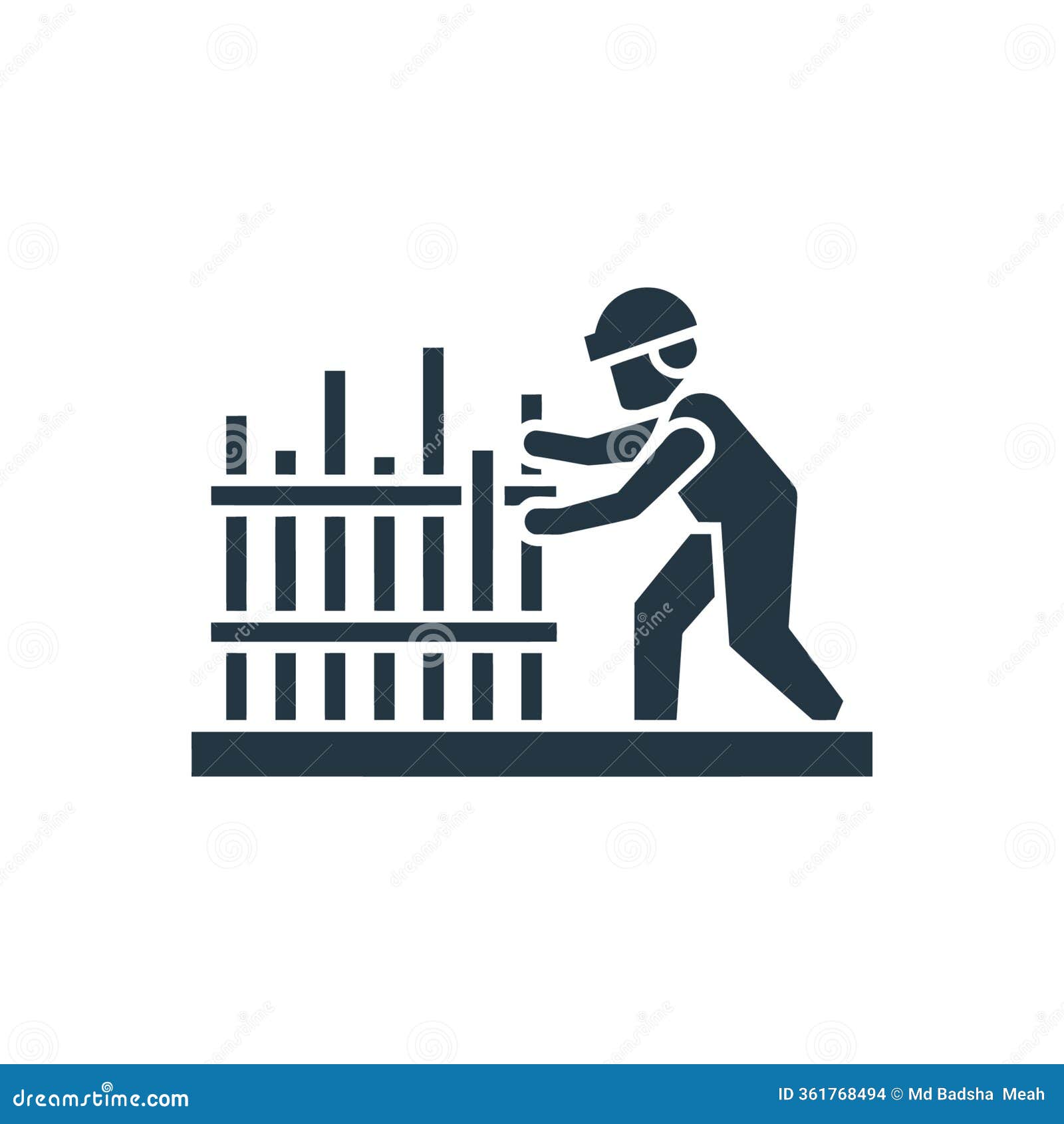 Factory Worker Stacking Bars Icon Stock Vector - Illustration of ...