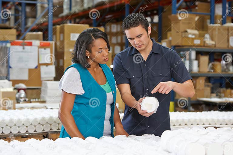 Factory Worker Training Colleague on Production Line Stock Image ...