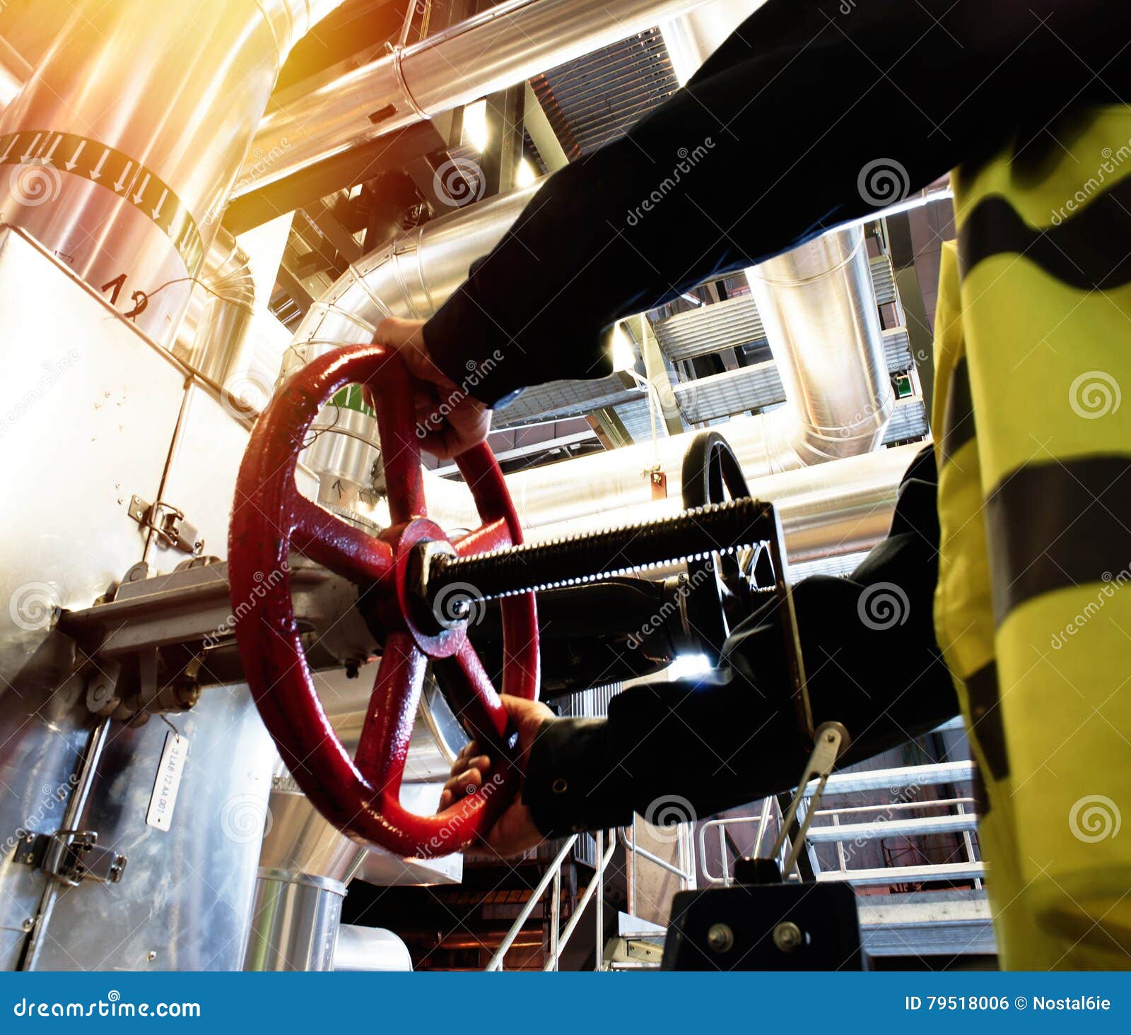 Factory Worker Turning Valve Stock Photo - Image of male, armature ...