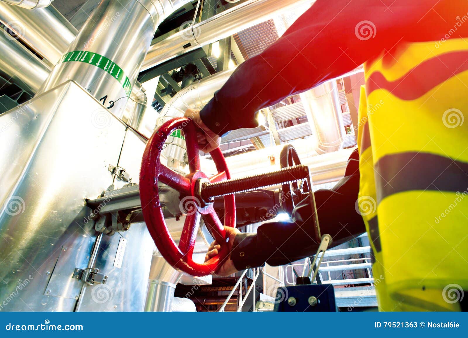 Factory Worker Turning Valve Stock Image - Image of fittings, gasoline ...