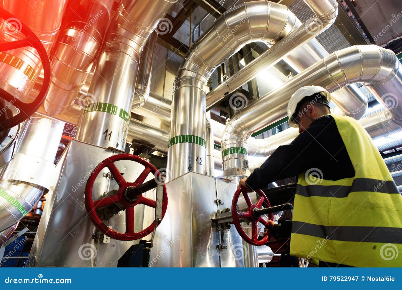 Factory Worker Turning Valve Stock Image - Image of closeup ...