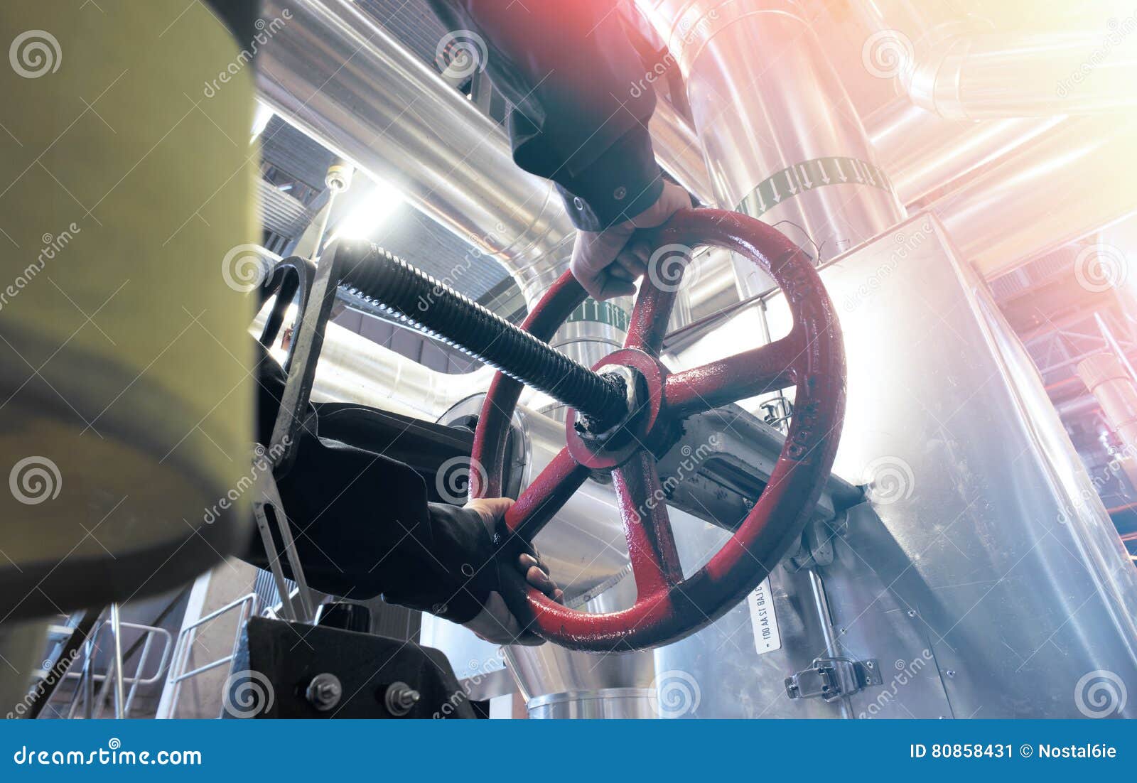 Factory Worker Turning Valve Stock Image - Image of fuel, male: 80858431