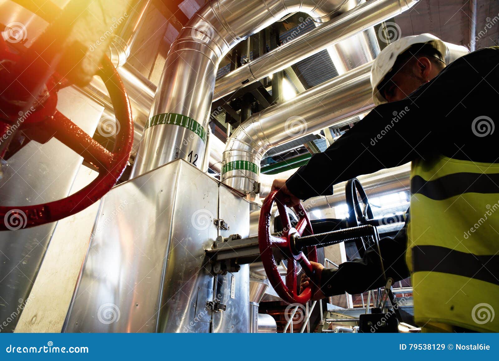 Factory Worker Turning Valve Stock Image - Image of armature, plant ...
