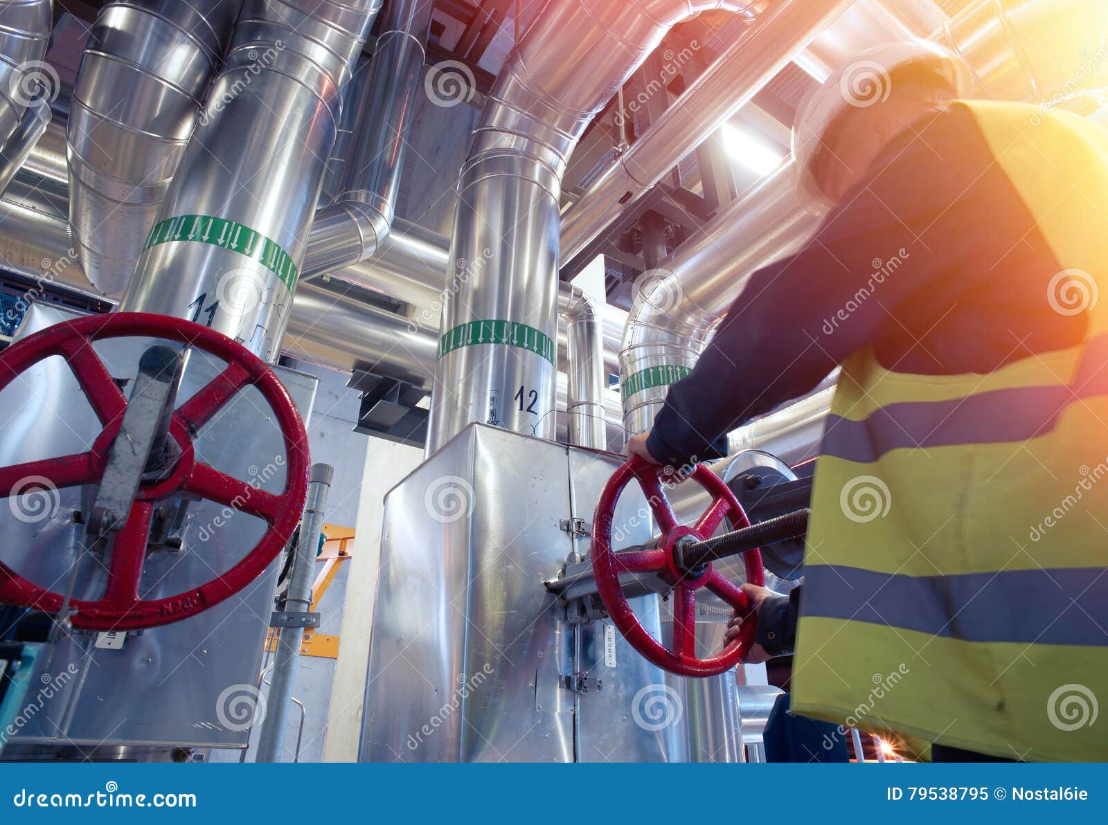 Factory Worker Turning Valve Stock Image - Image of pipe, fittings ...