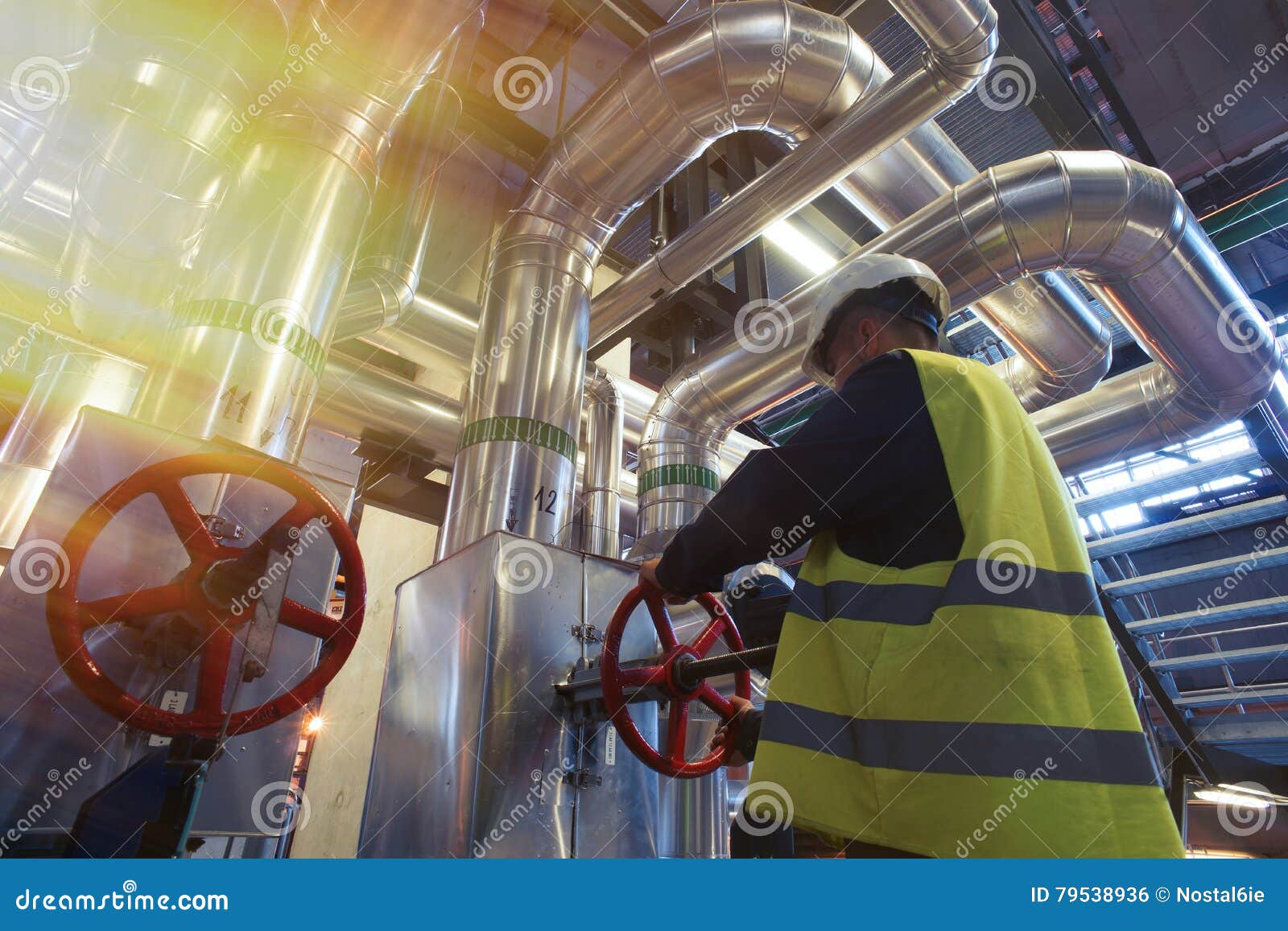 Factory Worker Turning Valve Stock Photo - Image of engineering, close ...