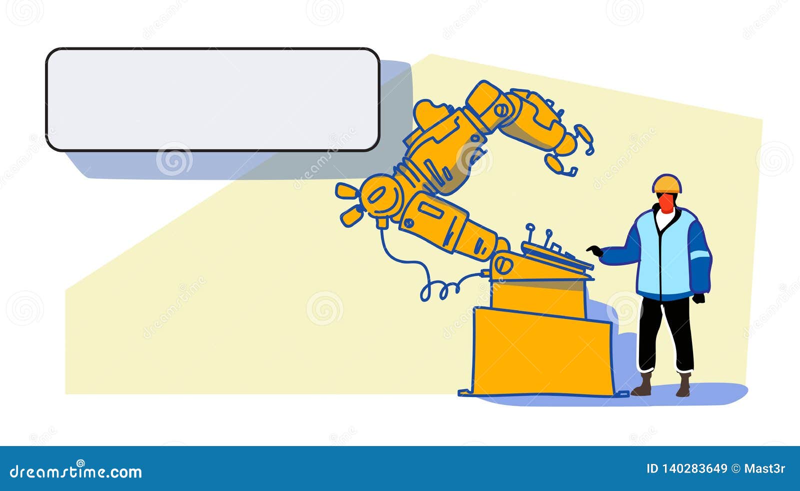 Factory Worker in Uniform Engineer of Conveyor Controlling Robot Hand ...