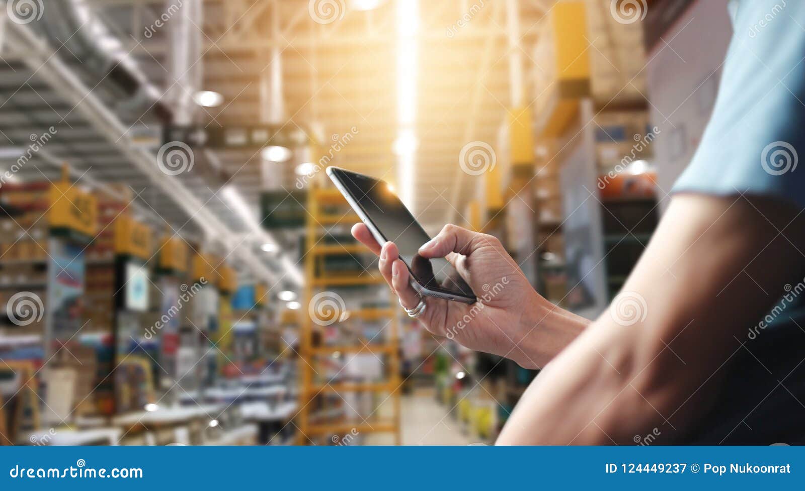 Factory Worker Using Application on Mobile Smartphone Operated Stock ...