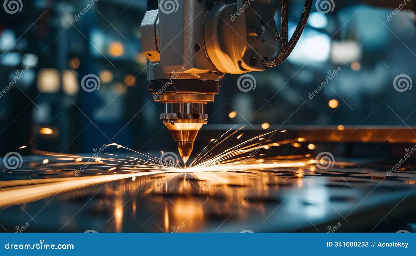 Factory Worker Using a Laser Cutter To Create Precise Shapes Stock ...
