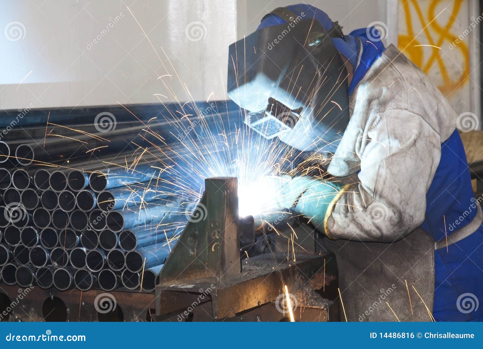 Factory Worker Welding stock photo. Image of maker, bench - 14486816