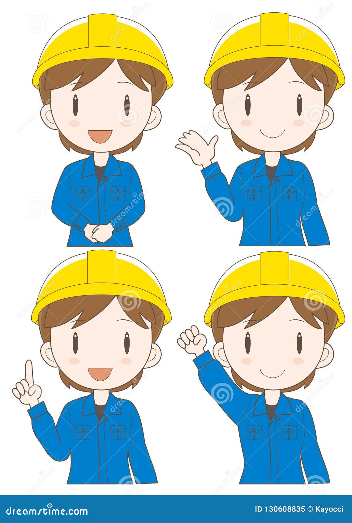 Factory Worker Woman Expression Set Stock Vector - Illustration of ...