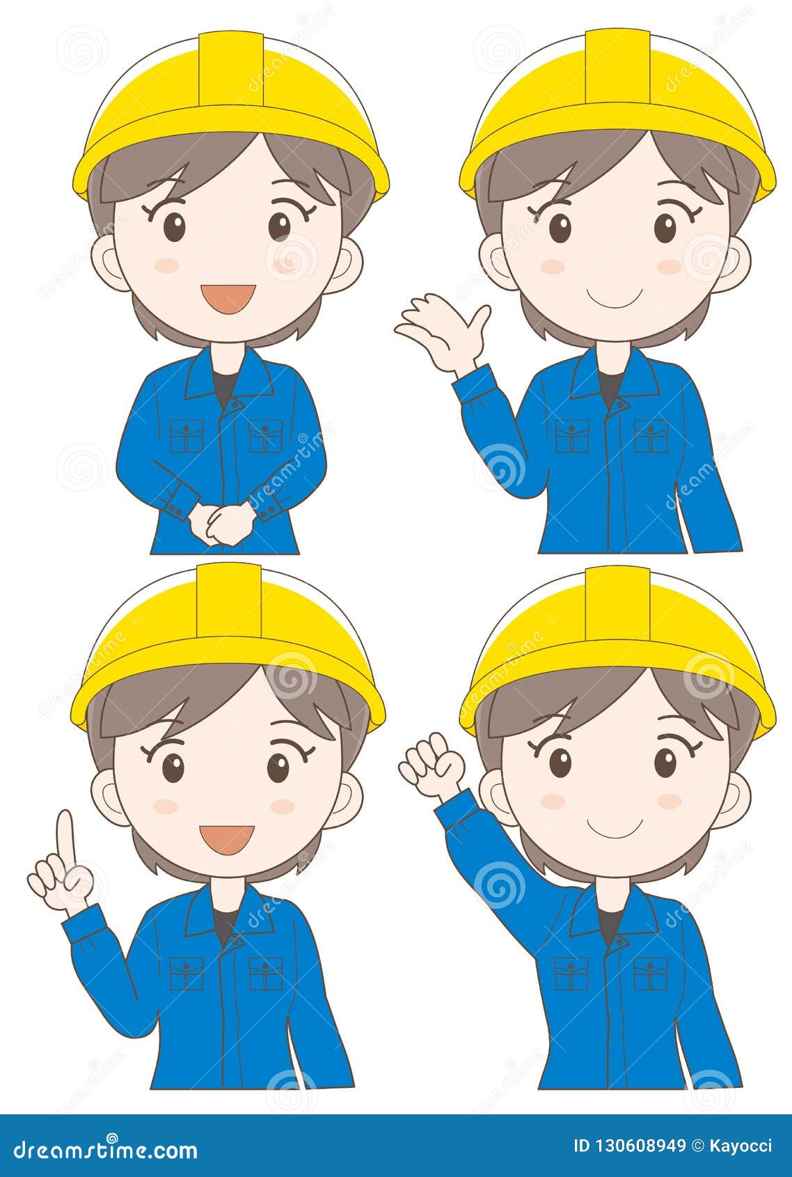 Factory Worker Woman Expression Set Stock Vector - Illustration of ...