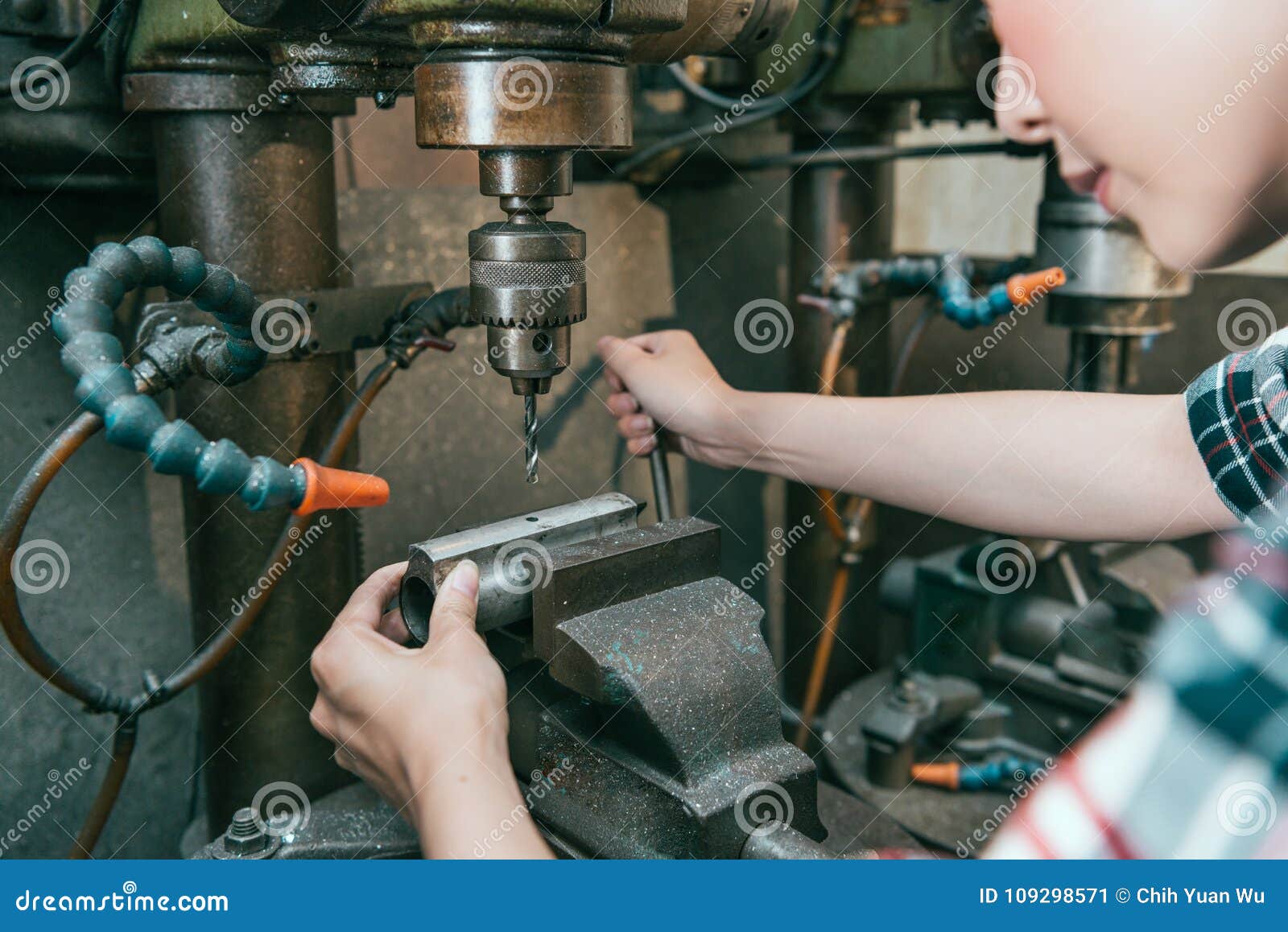 Factory Worker Working on Milling Machine Company Stock Image - Image ...
