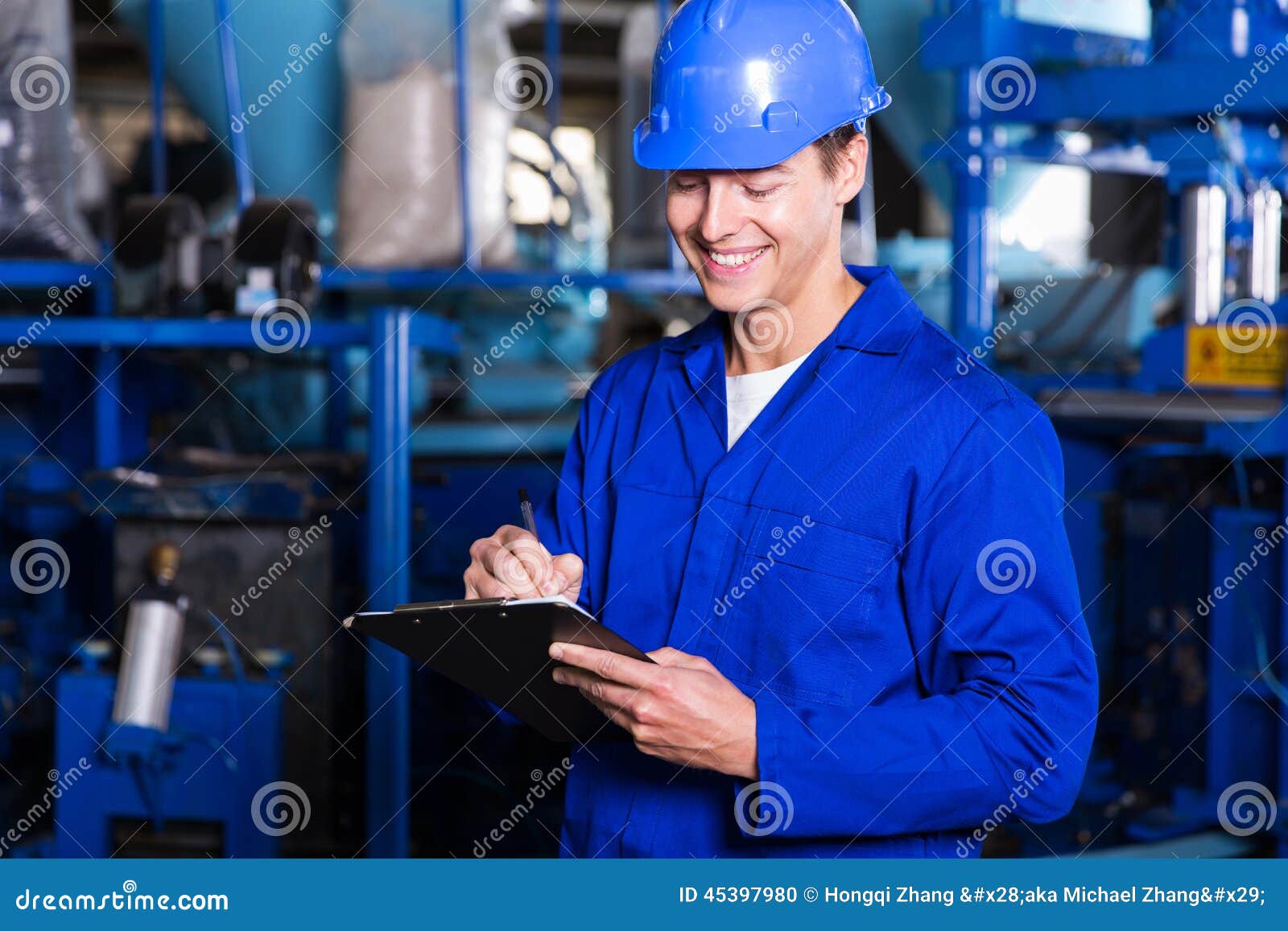 Factory worker writing stock photo. Image of manufacturing - 45397980