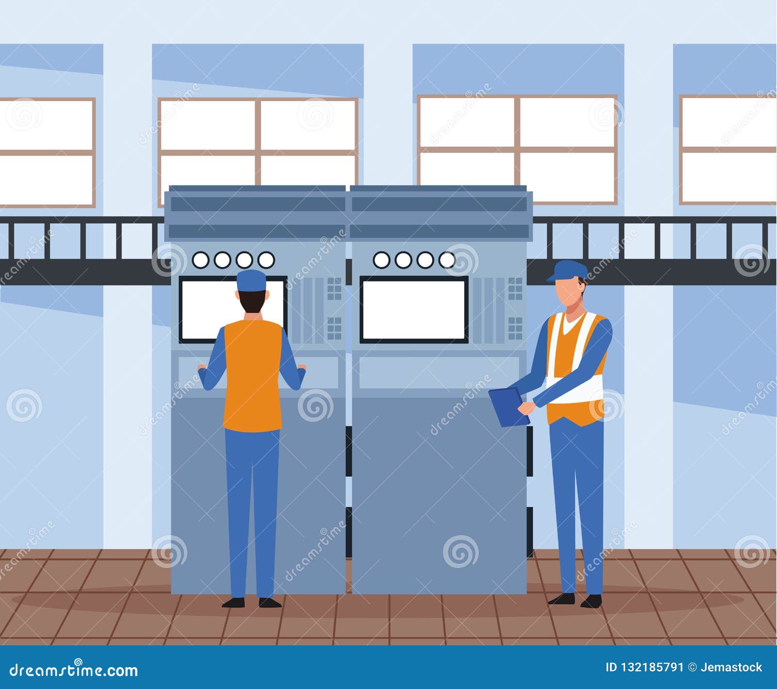 Factory workers cartoon stock vector. Illustration of manufacturing ...