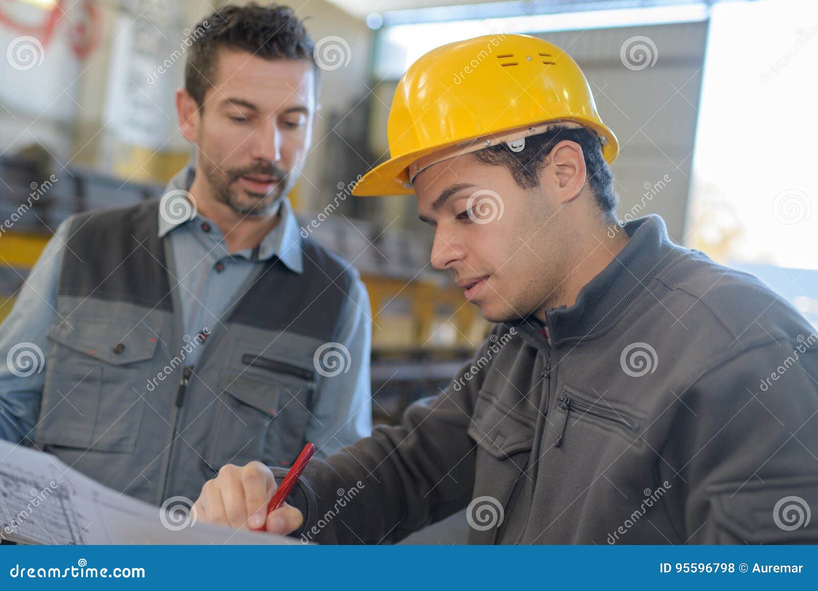 Factory Workers Checking Paper Stock Photo - Image of produce, american ...