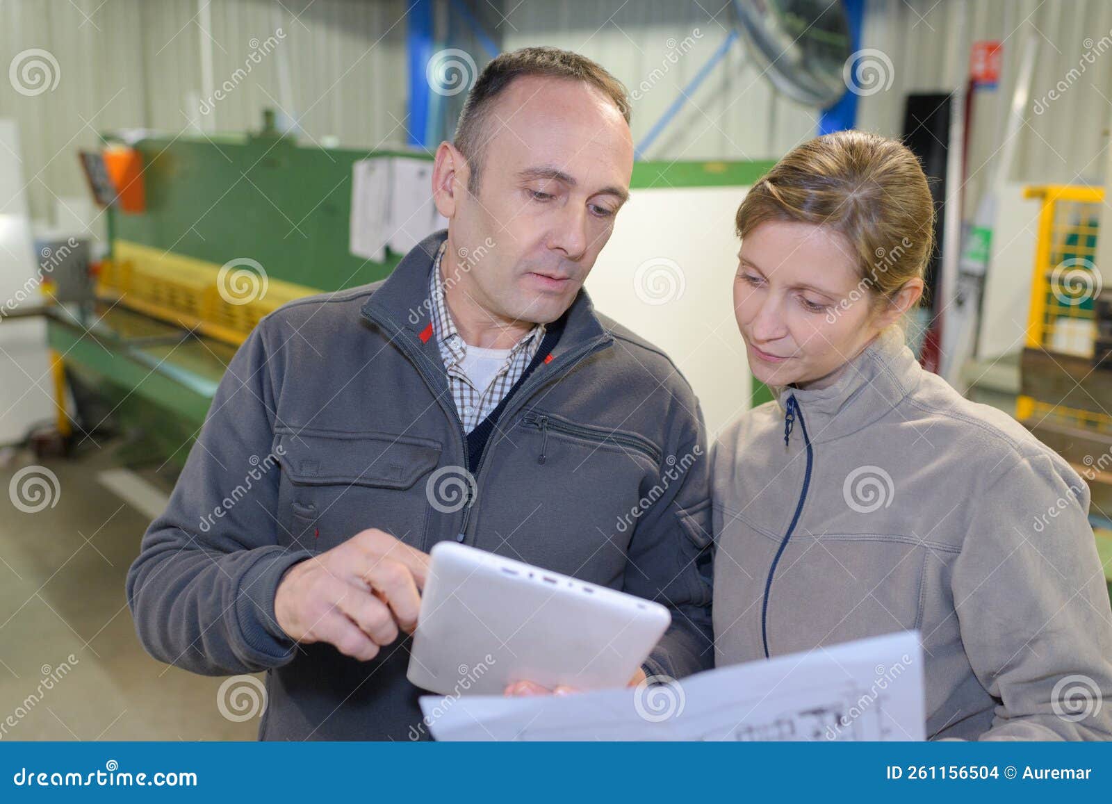 Factory Workers Checking Tablet Stock Photo - Image of tablet, equality ...
