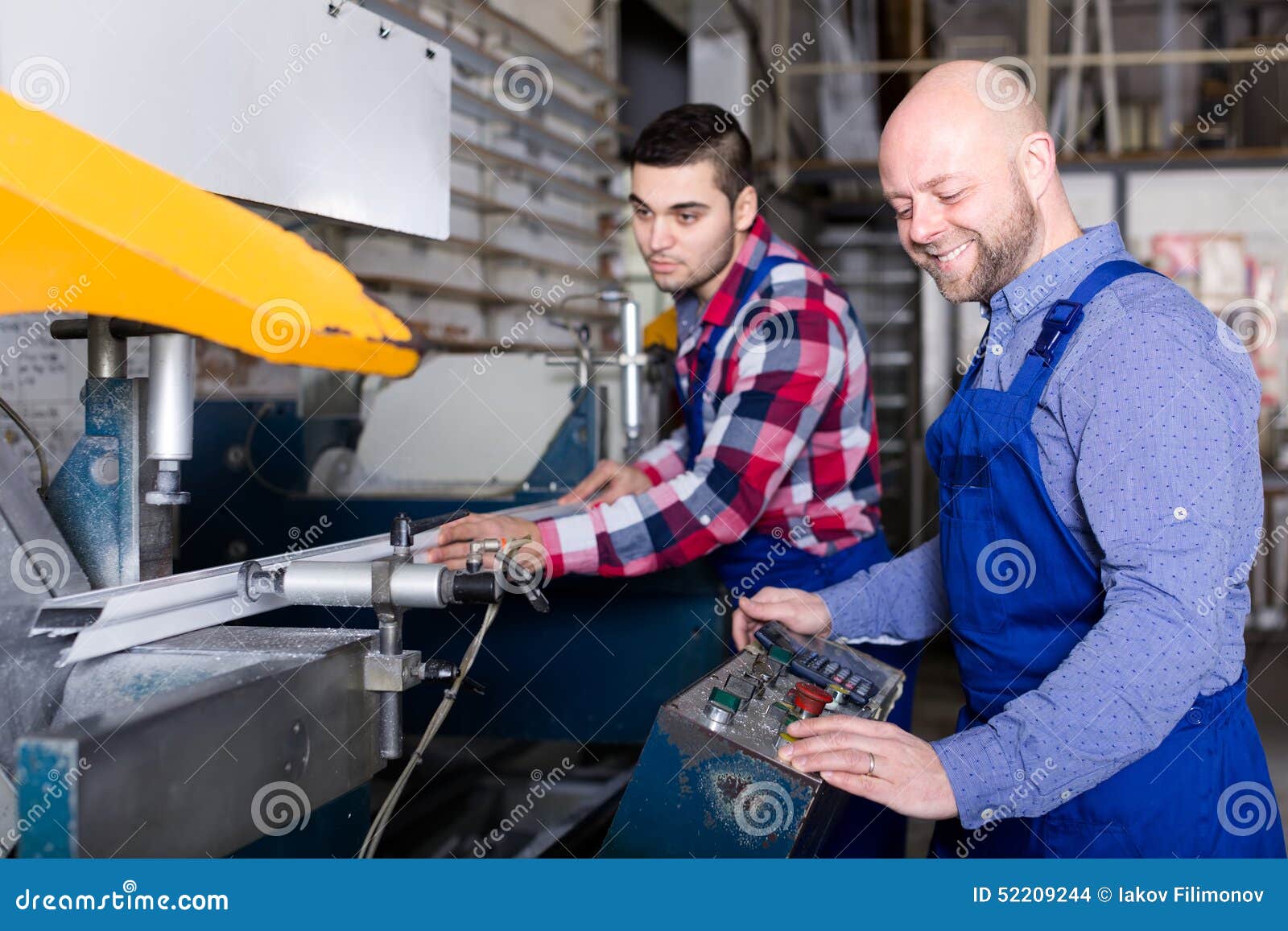 Factory Workers Cutting Aluminum Frames Stock Photo - Image of step ...