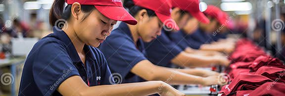 Factory Workers Engaged in Teamwork and Synchronization during Product ...