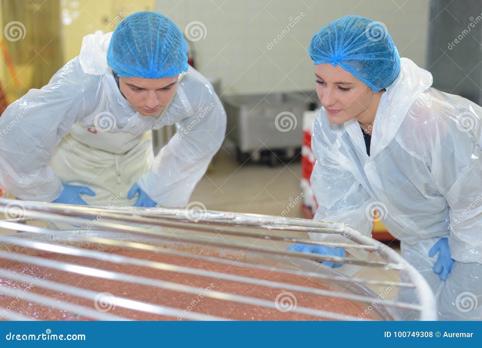 Factory Workers Looking at Vat Beans Stock Photo - Image of hygiene ...