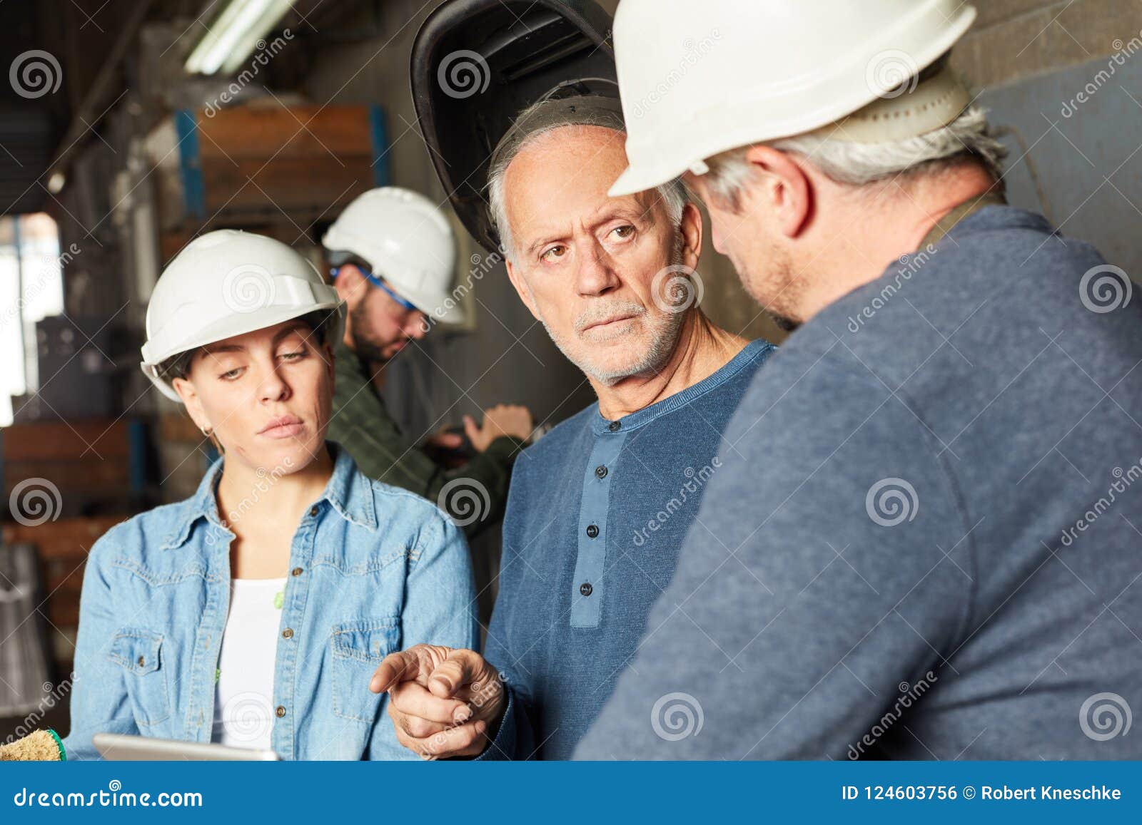 Factory Workers in a Meeting Stock Photo - Image of production, metal ...