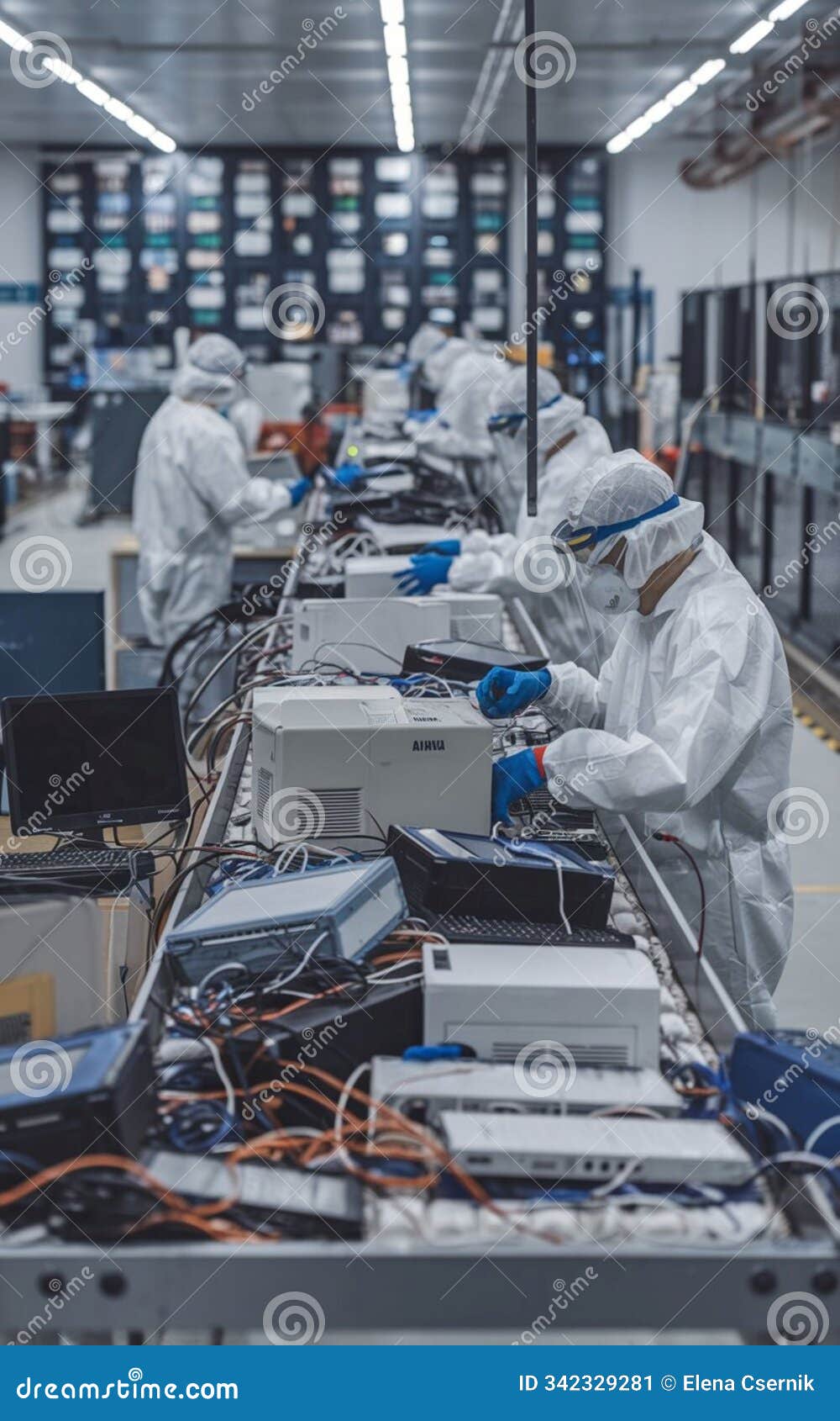 Factory Workers Operating PC Industrial Technology and Production ...
