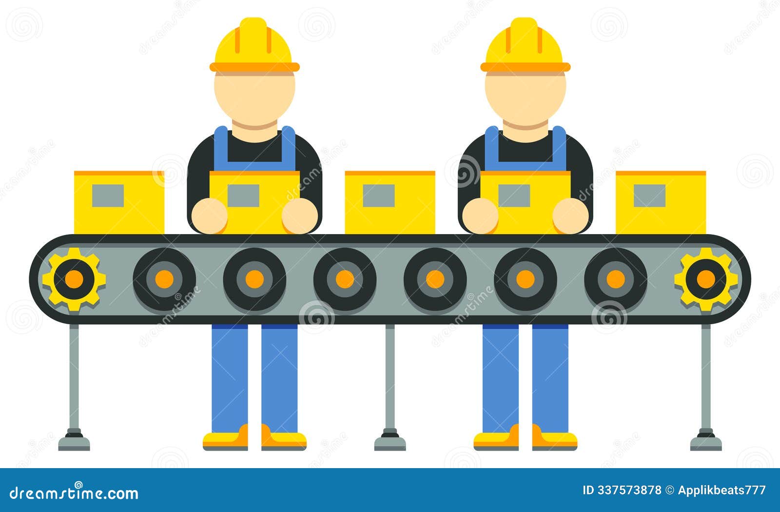 Factory Workers on Packaging Line. Manufacture Conveyor Operators Stock ...