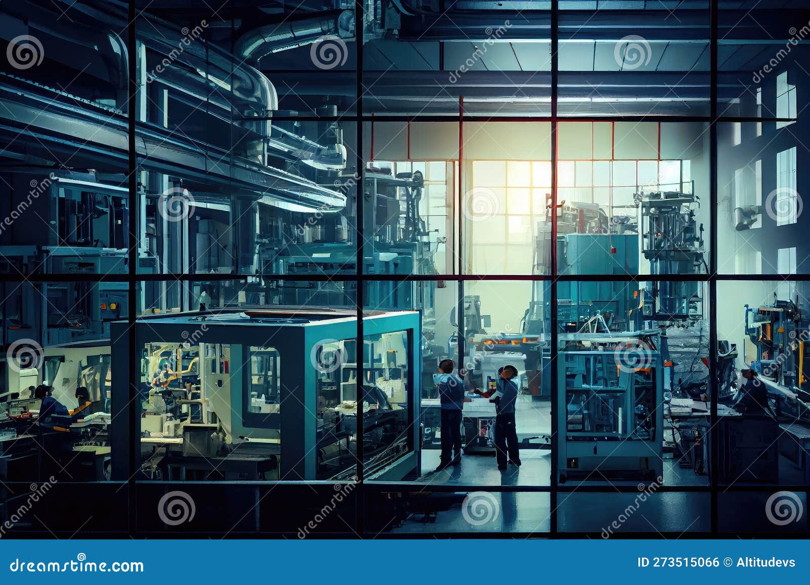 Factory, with Workers Using Complex Machinery To Produce Plastic ...