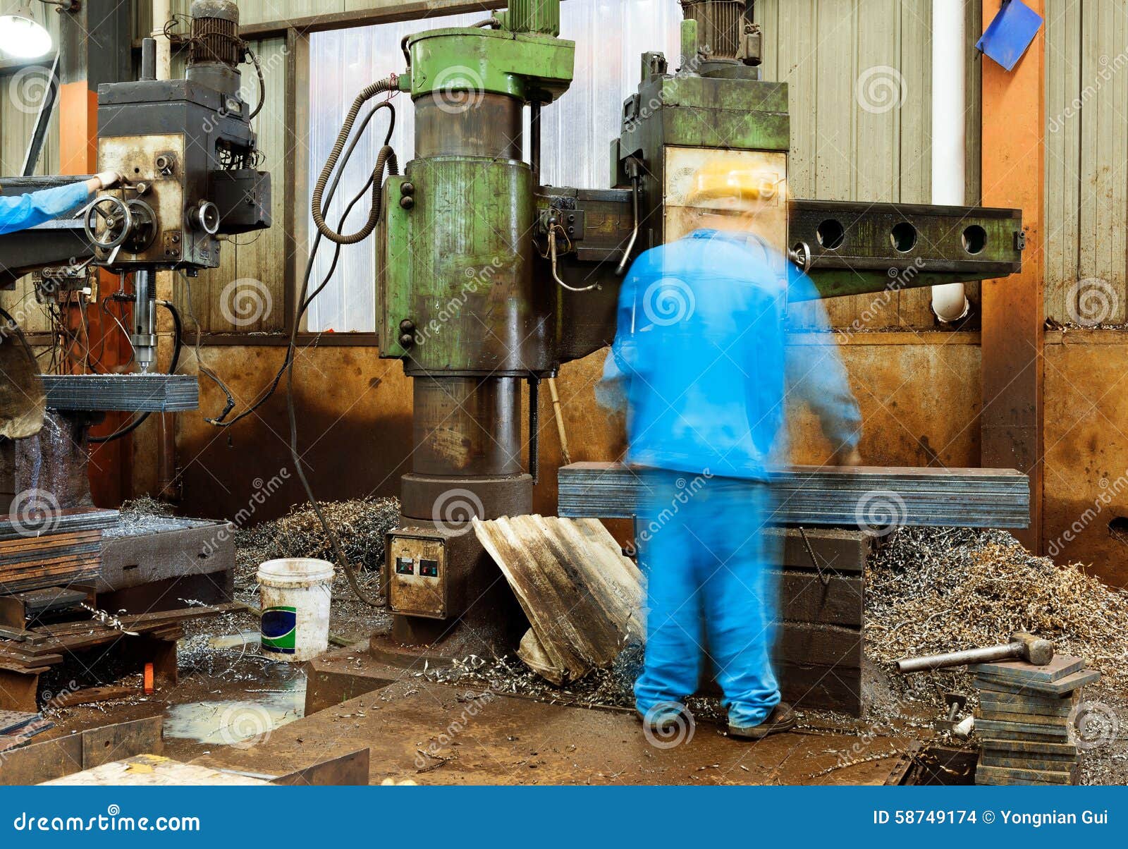 Factory Workers are Using Drilling Stock Photo - Image of iron ...