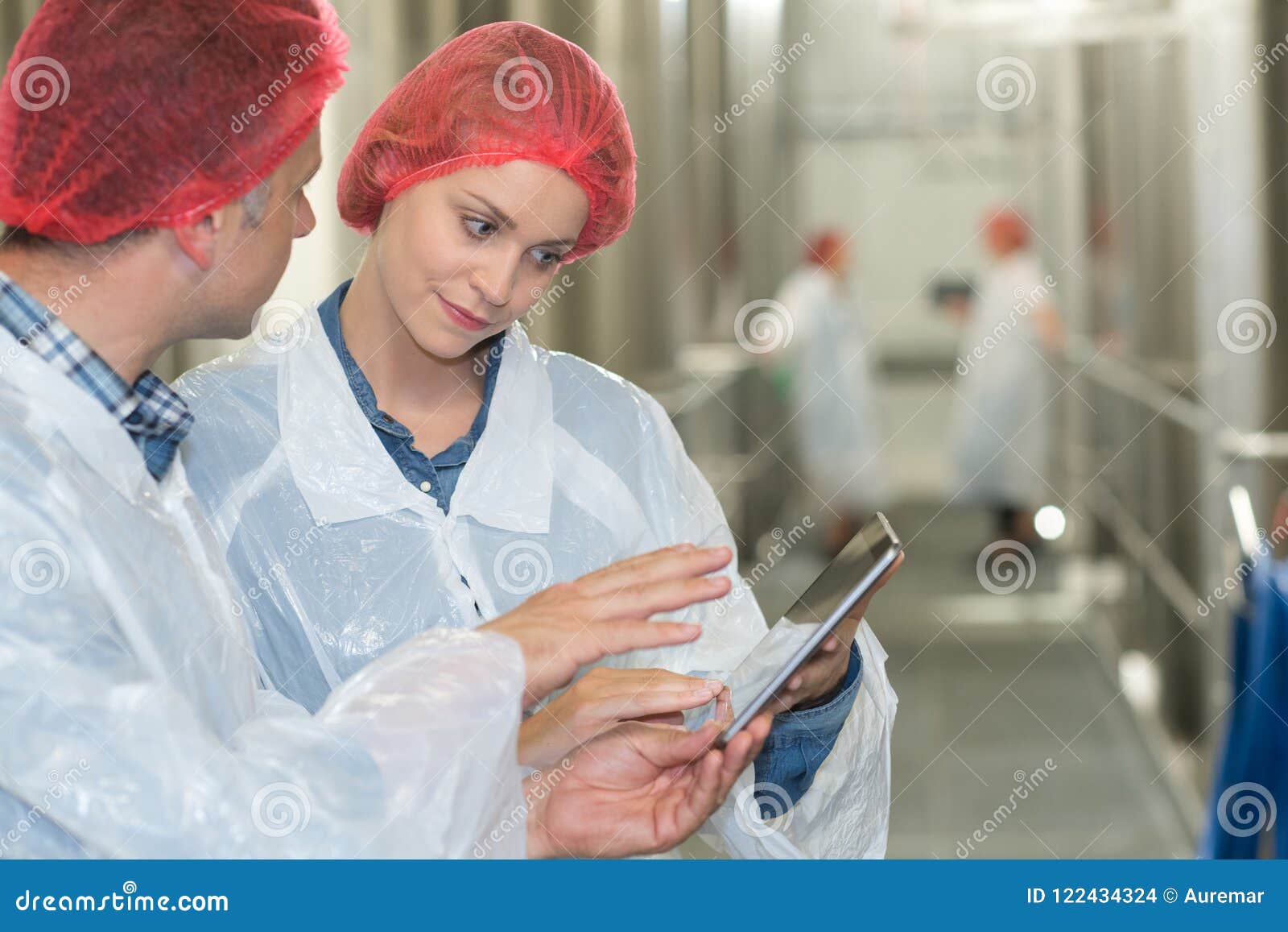 Factory Workers in Workshop Using Digital Tablet Stock Photo - Image of ...