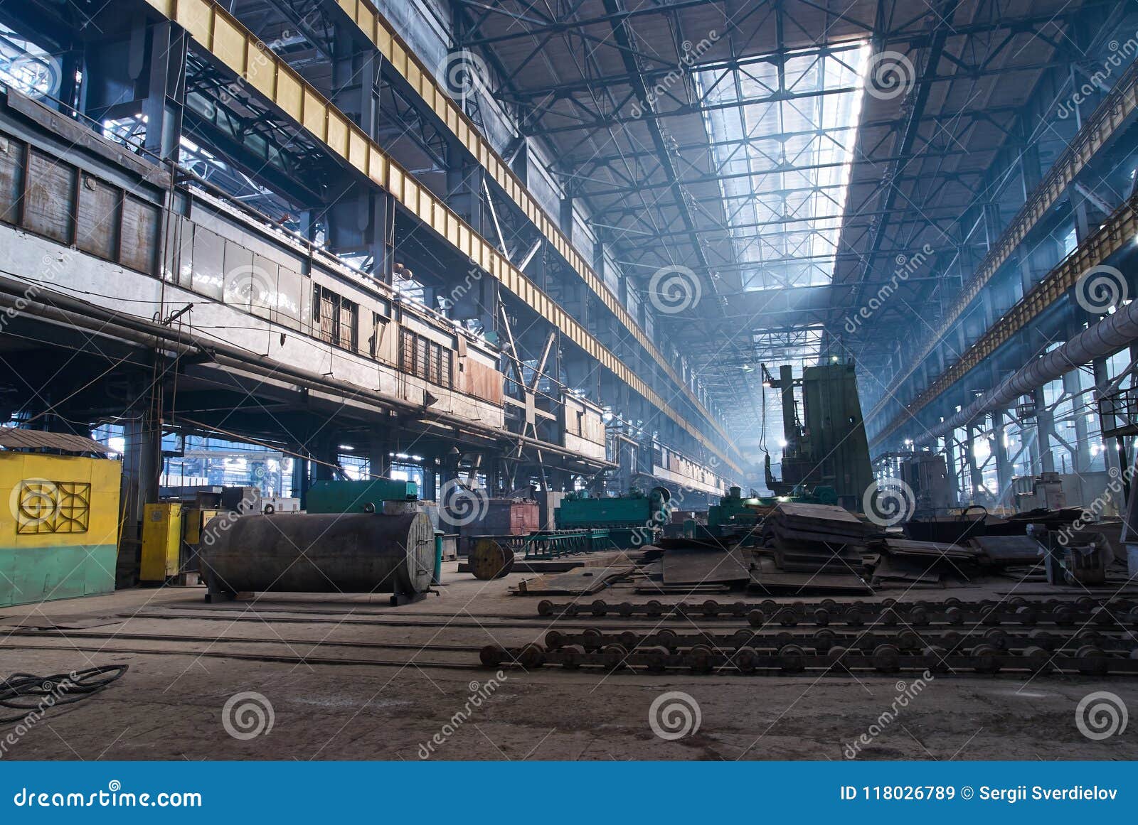 Factory Workshop Interior and Machines. Abstract Industrial Background ...