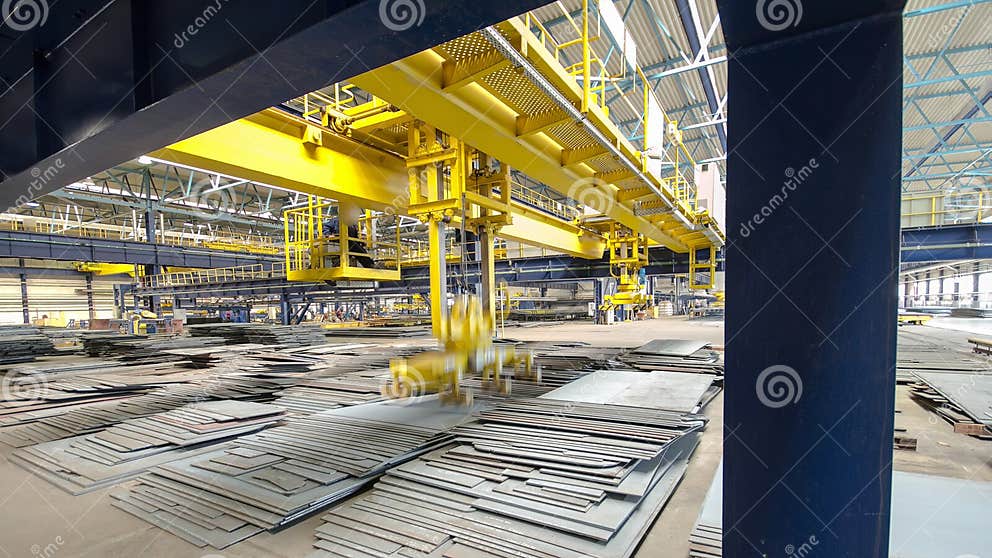 Factory Workshop with Lifting Crane Device Timelapse Hyperlapse Stock ...