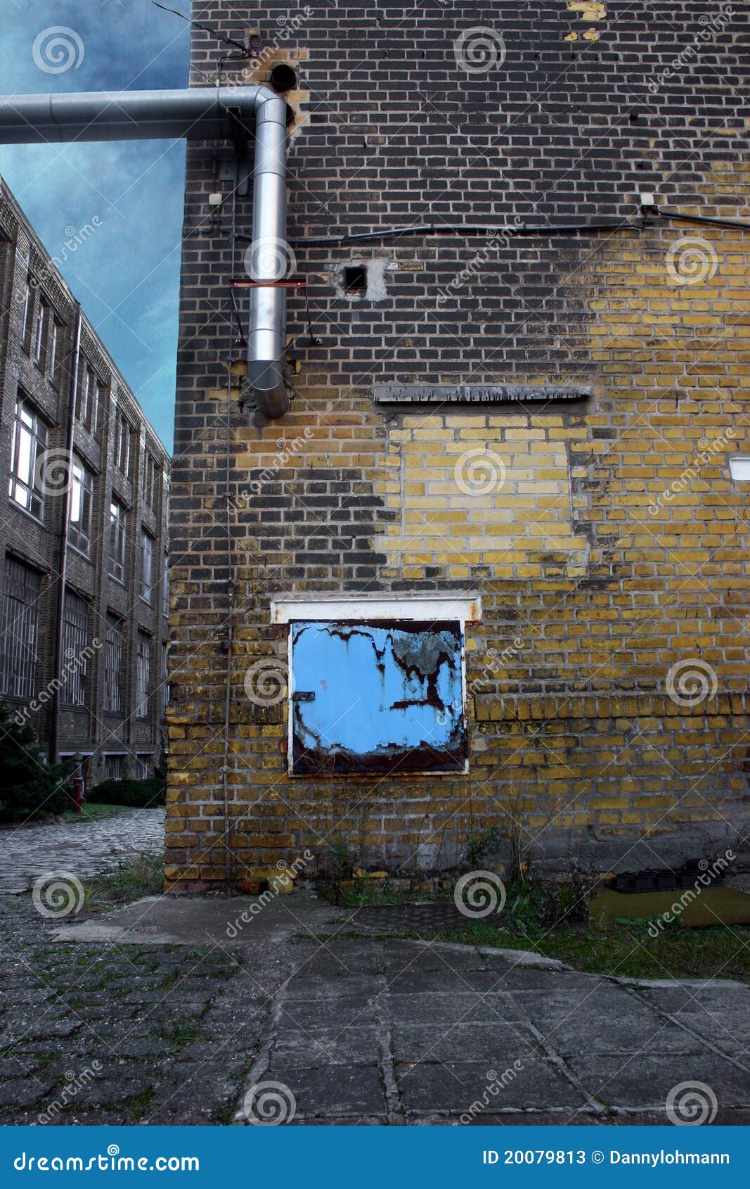 Factory yard blue stock image. Image of brick, leipzig - 20079813