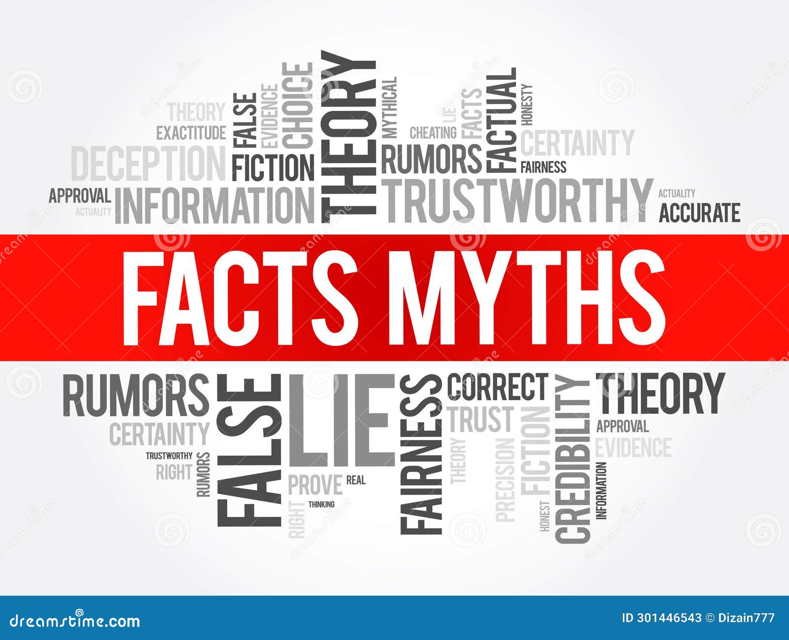 Facts - Myths Word Cloud Collage, Concept Background Stock Illustration ...