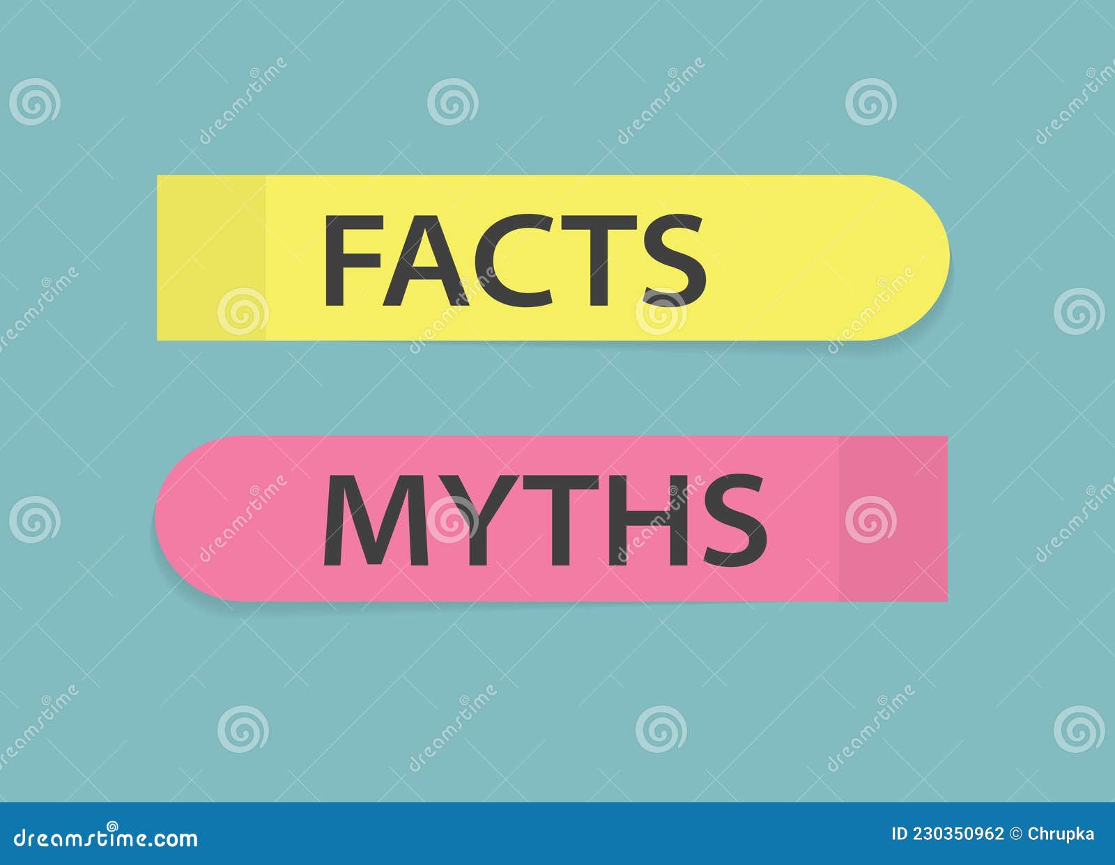 Facts and Myths Written on Memory Sticky Notes Stock Vector ...