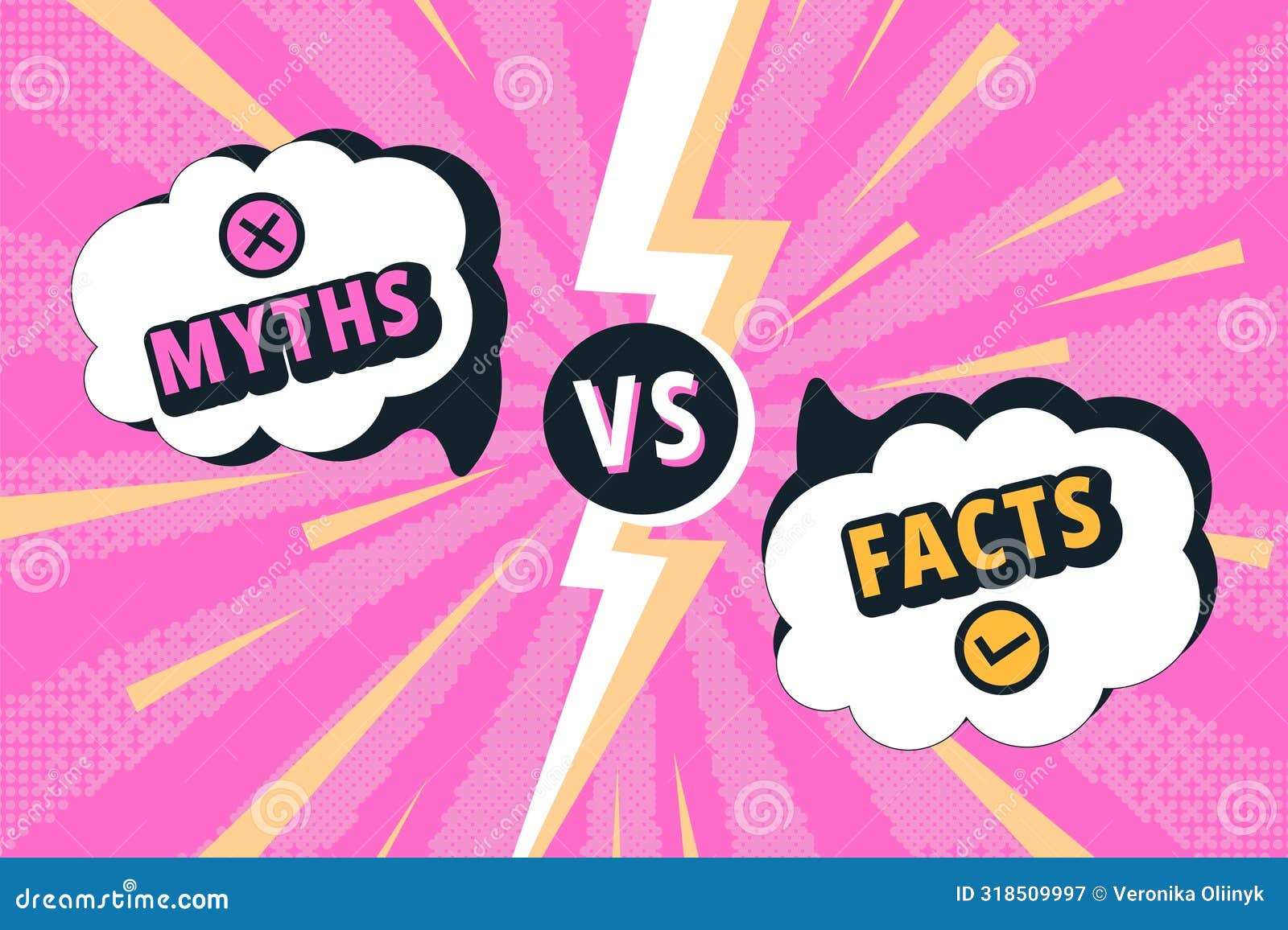 Facts Versus Myths Battle. Myth Speech Bubble and Fact Frame with Vs ...