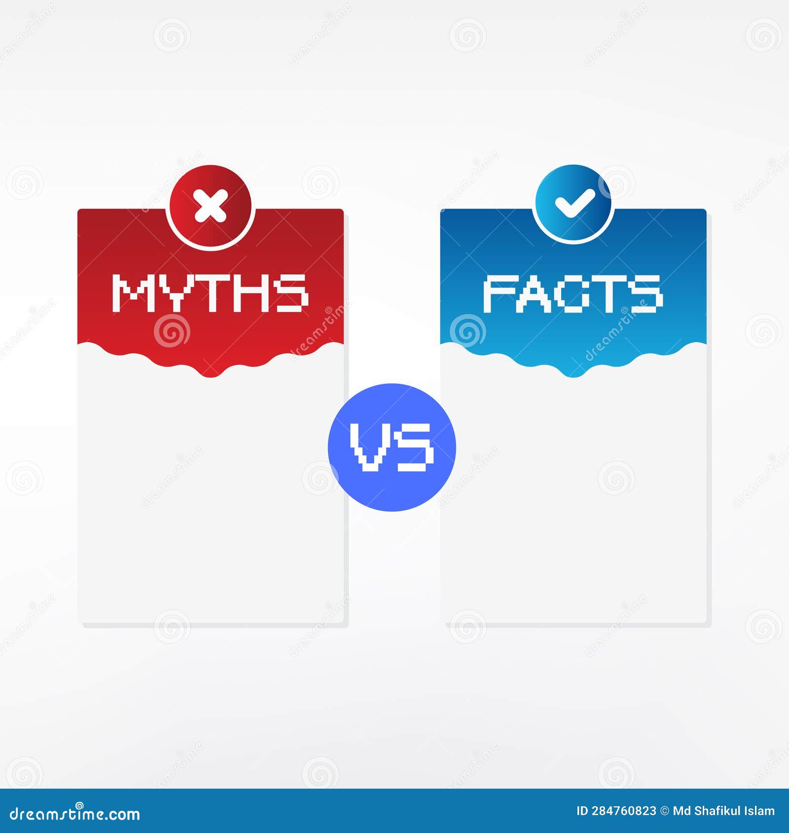Facts Vs Myths. Concept of Thorough Fact-checking or Easy Compare ...
