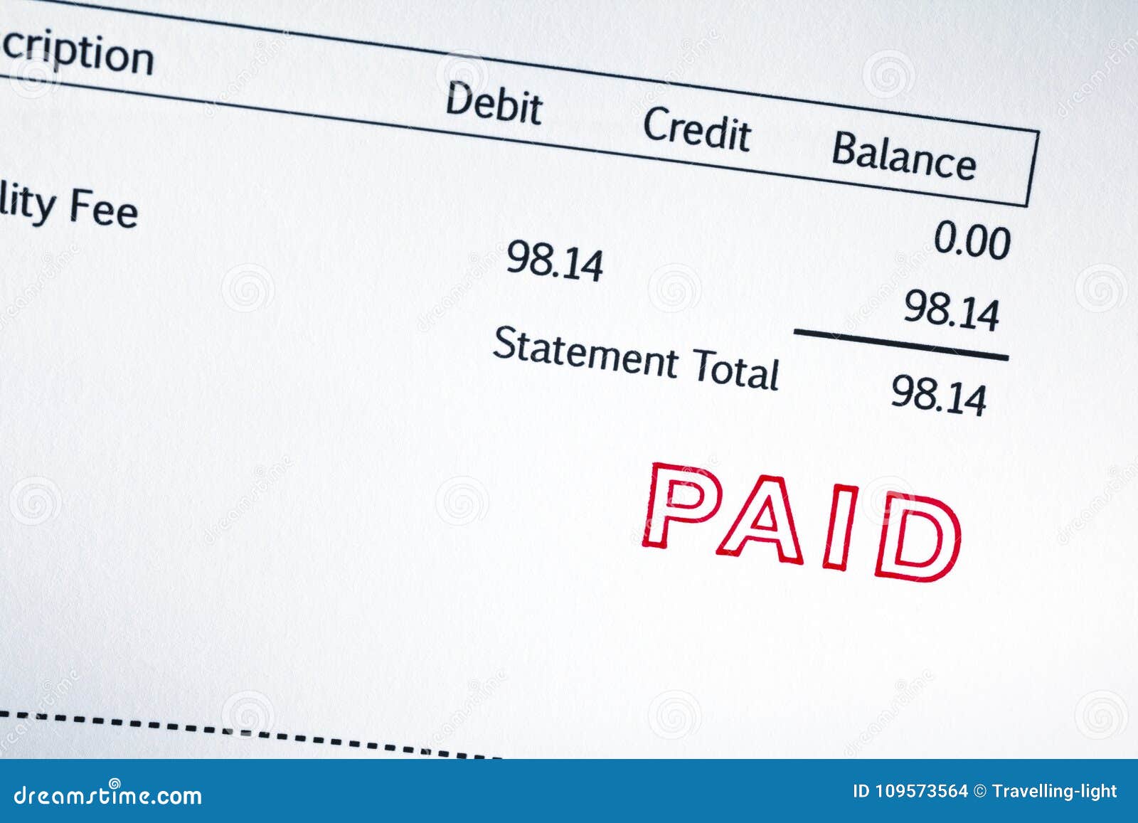 Factura Con El Sello Pagado Foto de archivo - Imagen de pagado ...